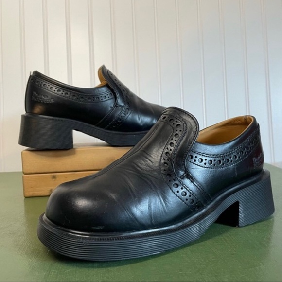 Dr. Martens | Shoes | Vtg Eu Doc Martens Brogued Chunky Heeled Loafers ...